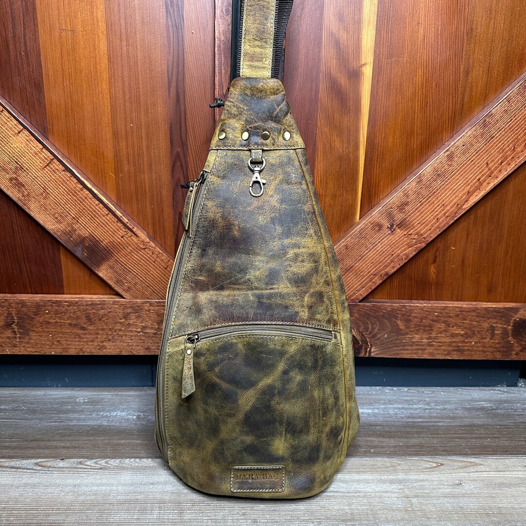 Myra Leather Sling Bag Backpack Purse Vintage Distressed Upcycled - Etsy