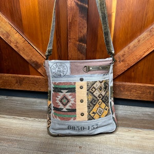 Myra Bag Rail Express Upcycled Canvas Shoulder Purse - Etsy