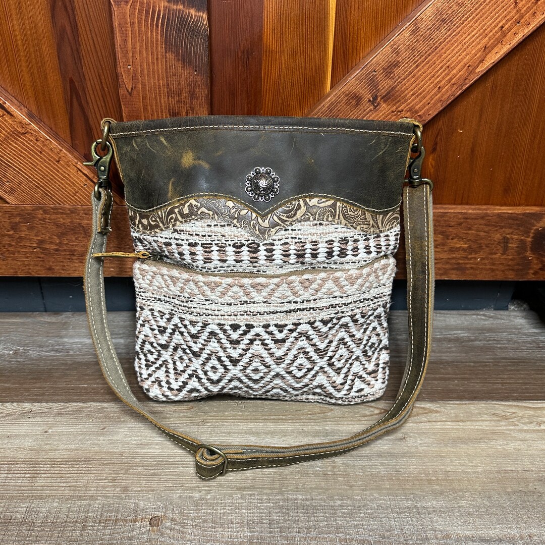 Myra Cotton Rug Shoulder Canvas Leather Upcycled Purse - Etsy