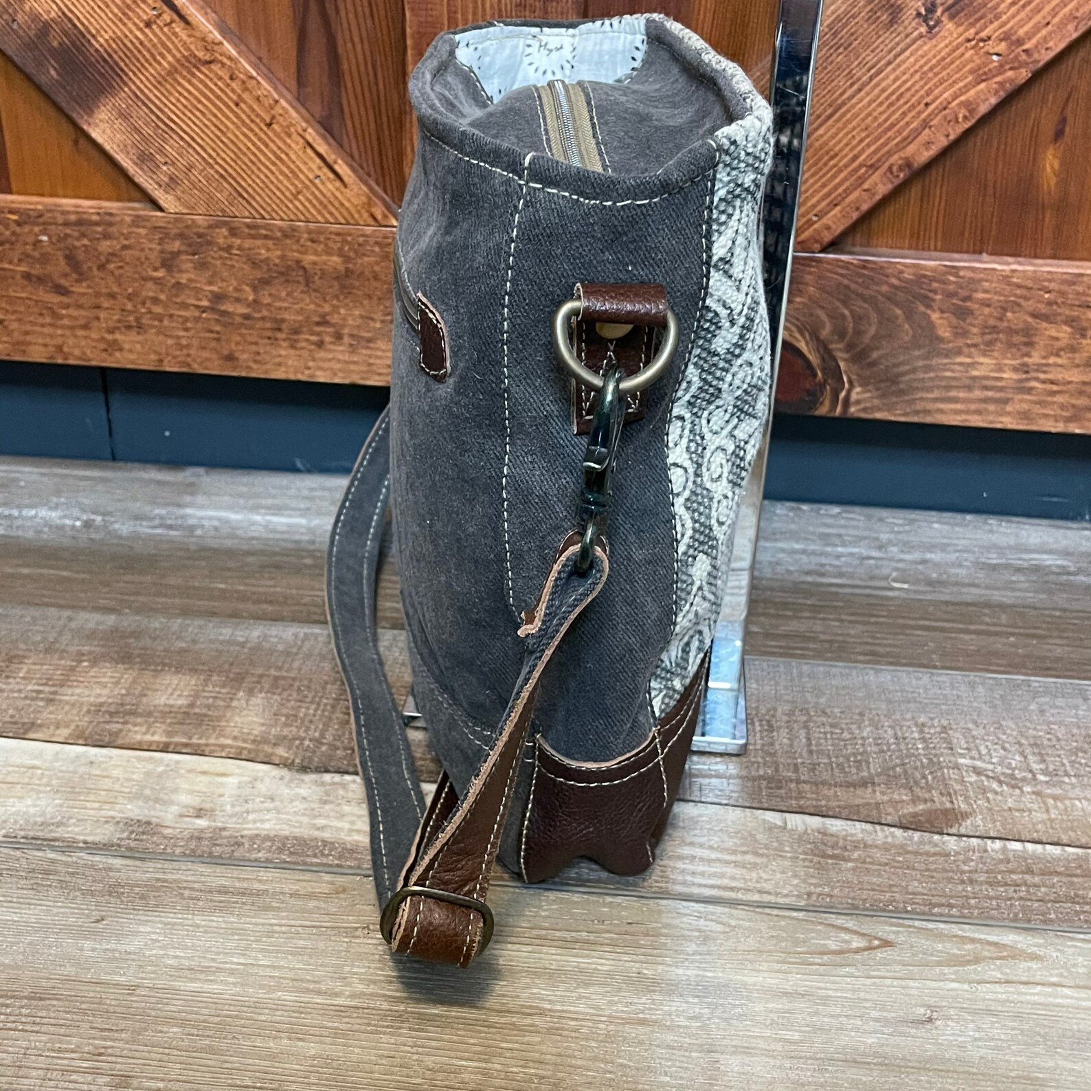 Freaky Leather and Upcycled Canvas Shoulder/crossbody Bag - Etsy