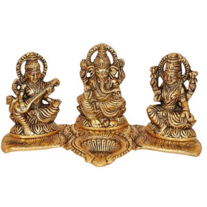 Diwali Lakshmi Ganesha Saraswati With Diya Diwali Statue Idol - Etsy