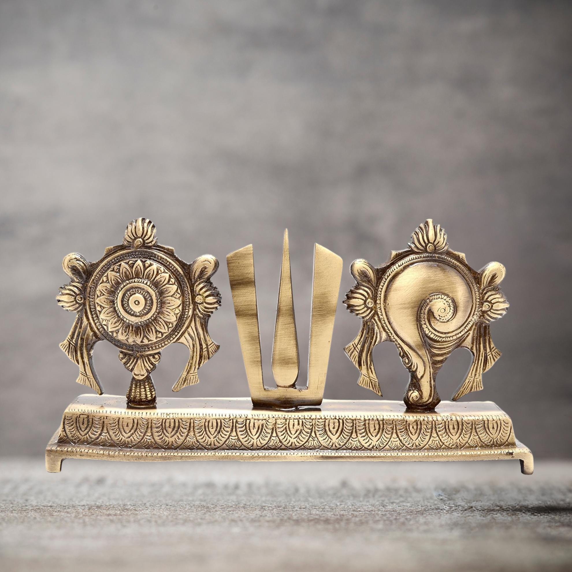Brass Vishnu Shank Chakra for Pooja, Shankh Chakra for Table, Tirupati ...