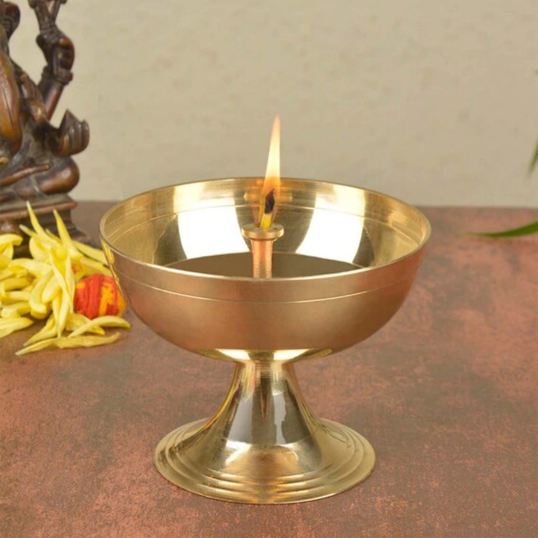 Premium Brass Handcrafted Akhand Jyoti Diya /traditional Oil Lamp ...
