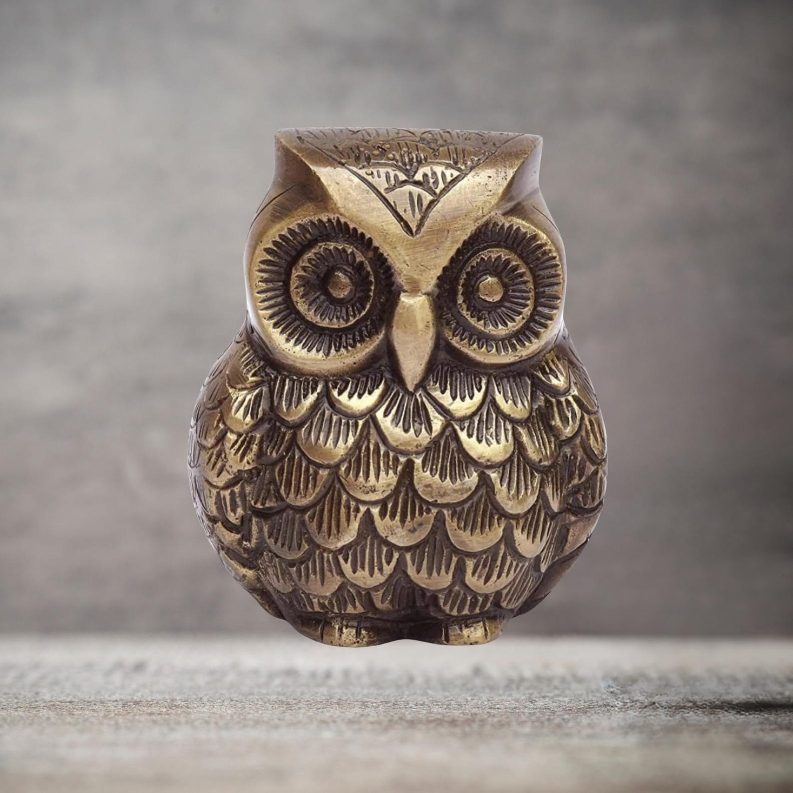 Vastu Brass 3 Inches Owl Decor Showpiece, Owl Sculpture/ Solid Brass ...