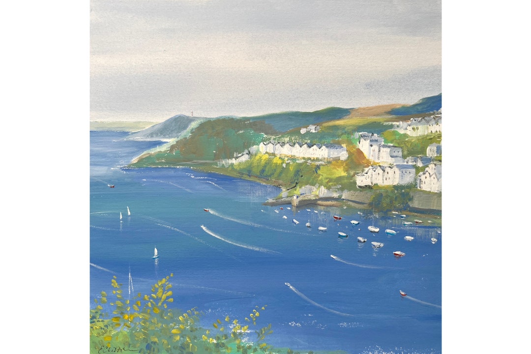 Cornwall Original Painting Fowey England Seaside Cornish Landscape ...