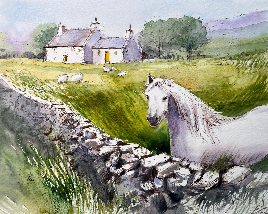 Ireland Original Watercolor Painting Horse Painting Original Art Irish ...