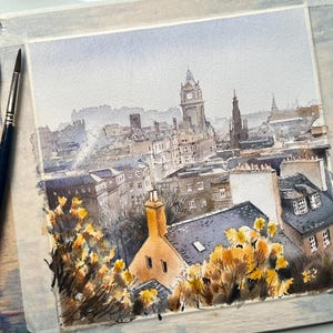 Edinburgh Original Watercolor Painting Scotland Artwork United Kingdom ...