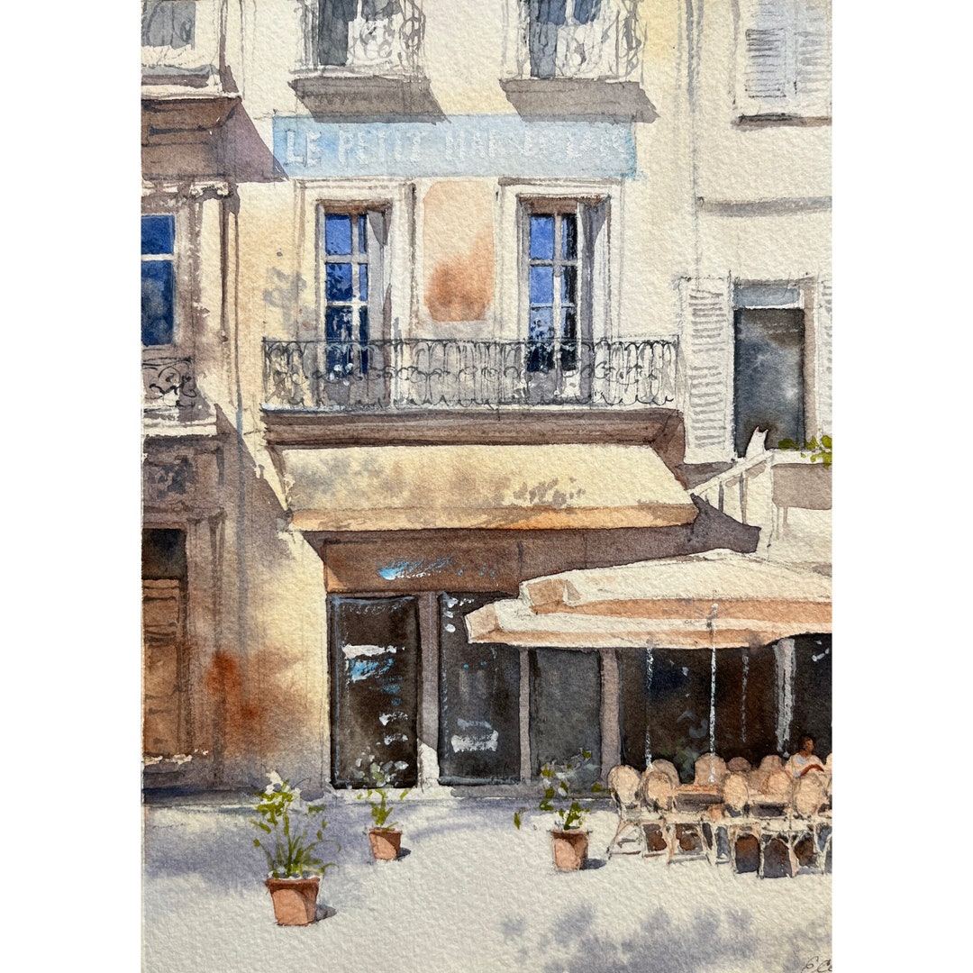 France Original Watercolor Painting Provence Artwork Provencal Town Aix ...
