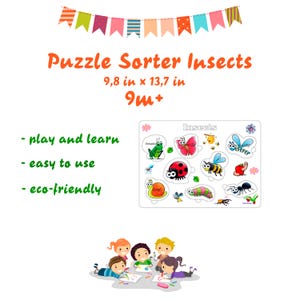 Personalized Puzzle Sorter Insects, Custom Wooden Puzzle, Montessori ...