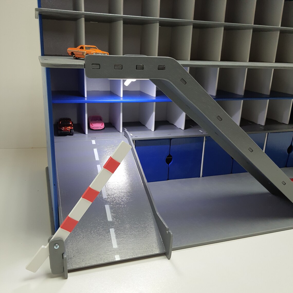 Dark Blue Assembled Wooden Storage Garage Track Ramp toddler - Etsy