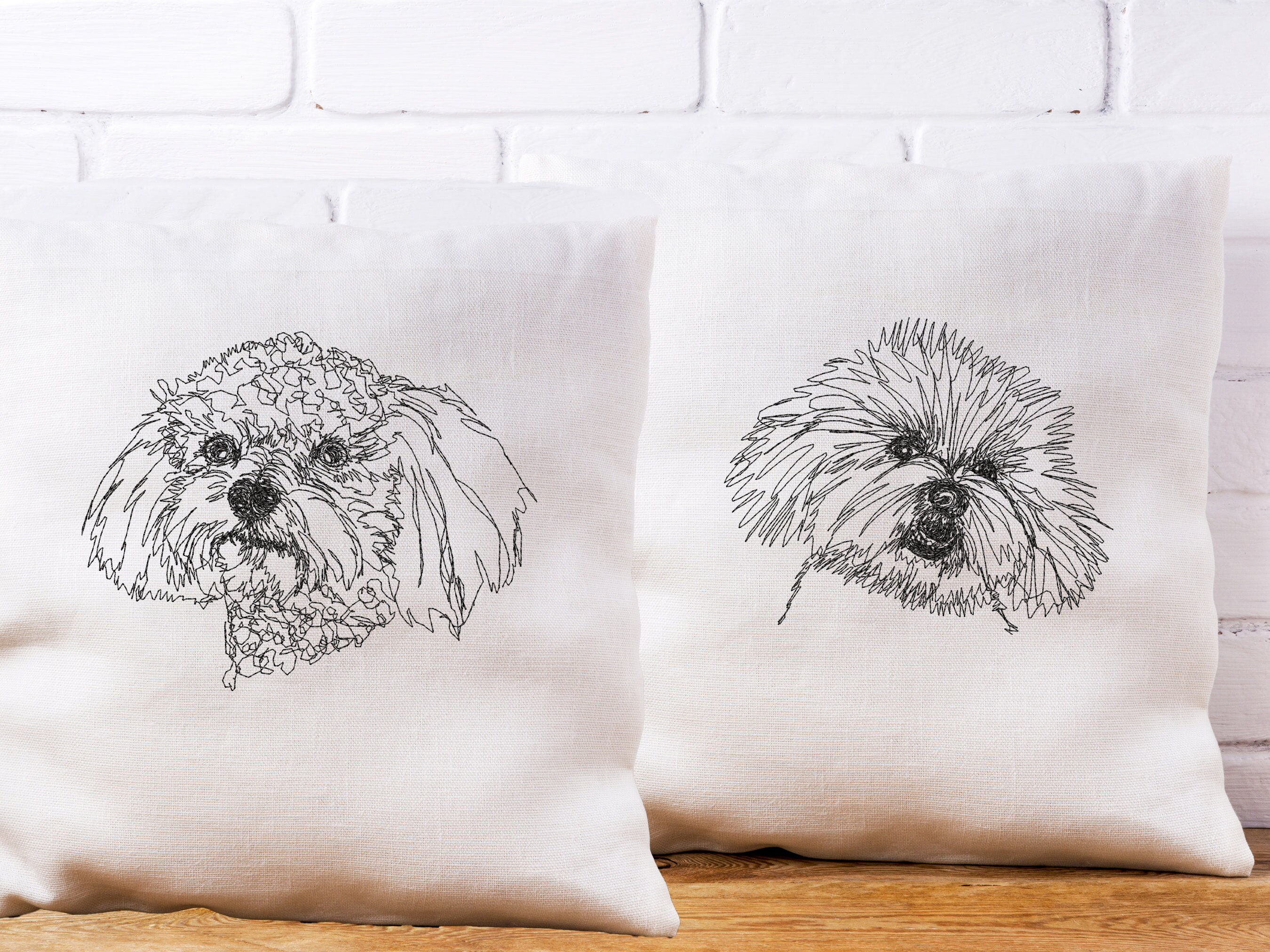 Bichon Frise Line Drawing Embroidery, Digital Machine Embroidery File ...