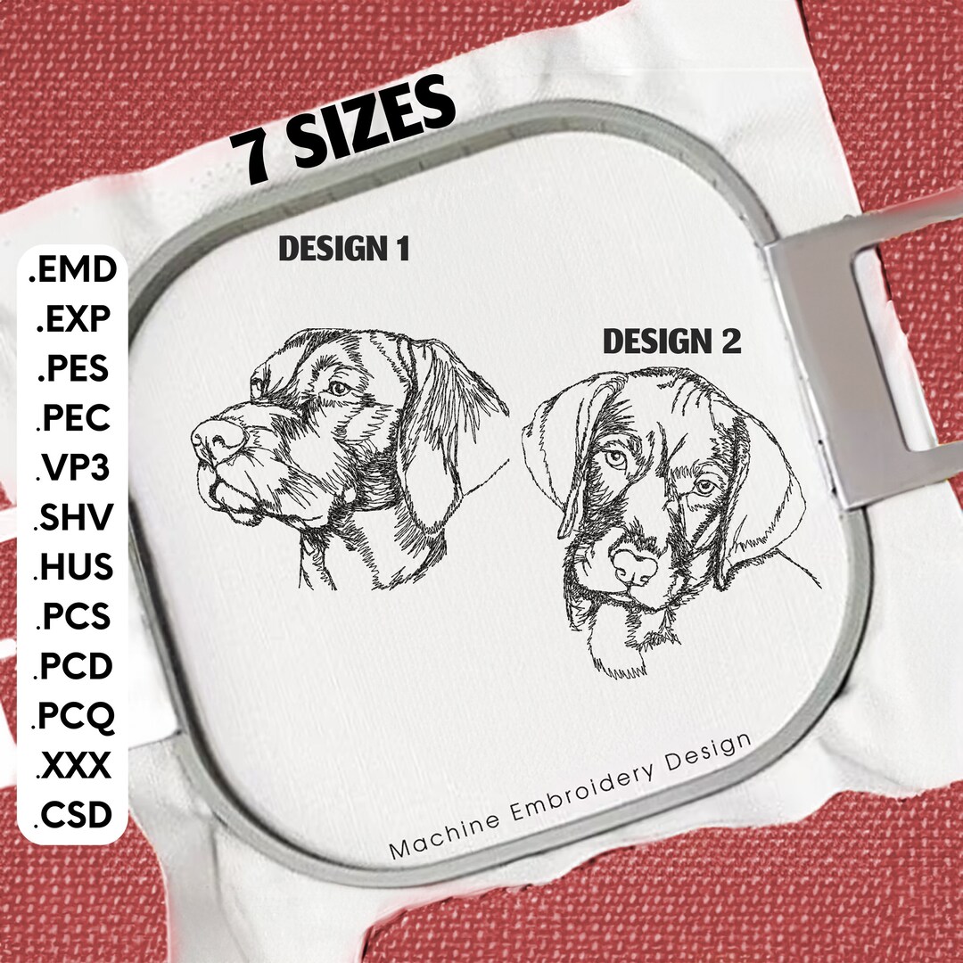 Vizsla Line Drawing Machine Embroidery File, Digital Download, Dog ...