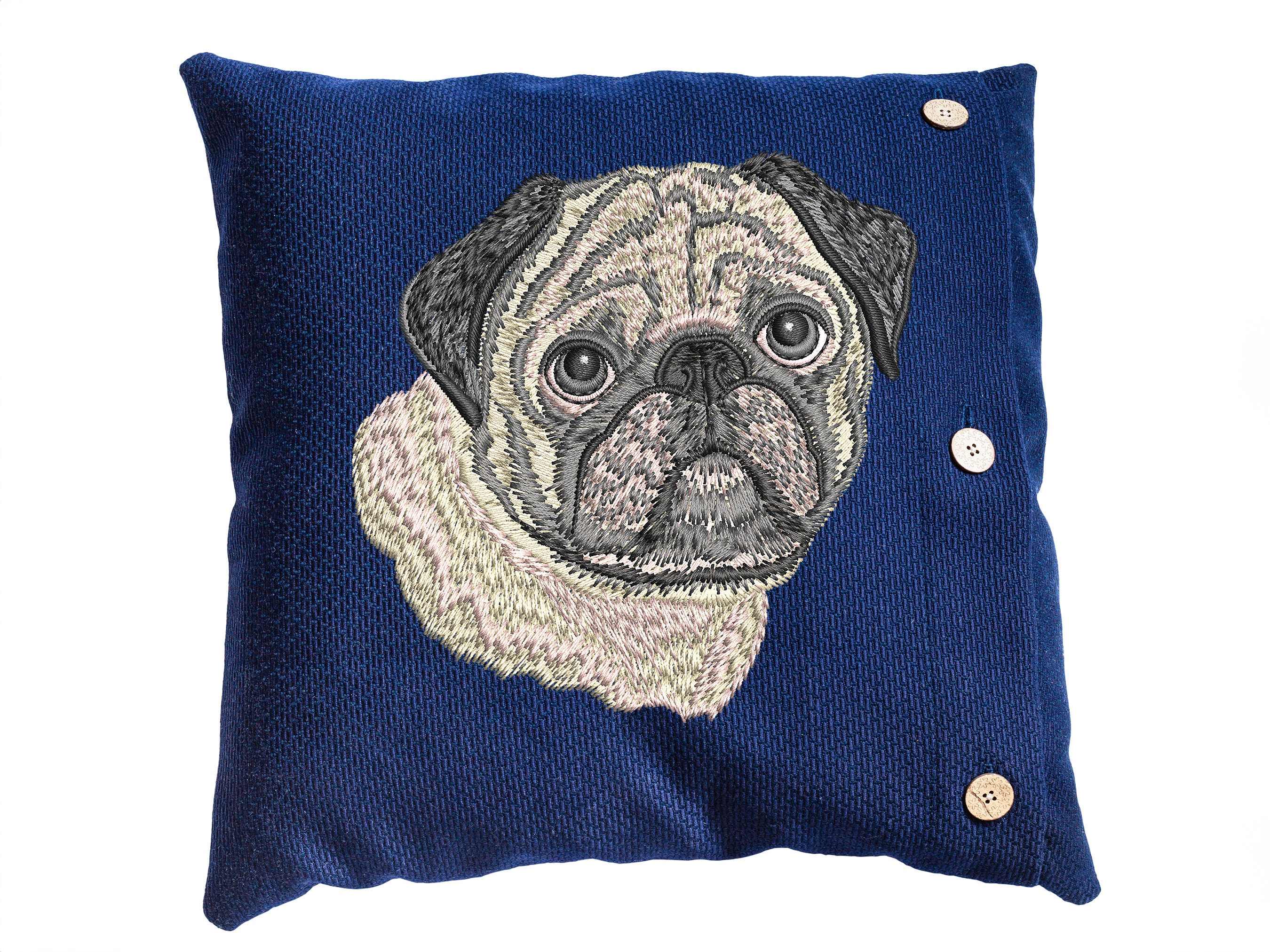 Portrait of a Pug Machine Embroidery Design Digital Machine Embroidery ...
