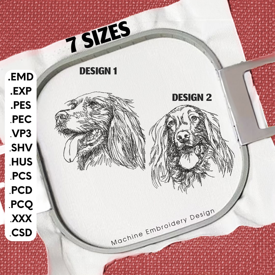 Irish Setter Line Drawing Embroidery, Digital Machine Embroidery File ...