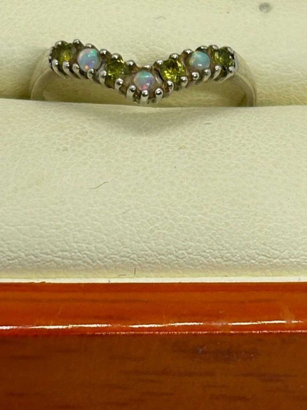 Sterling Silver Opals and Peridot Wishbone Ring - Etsy