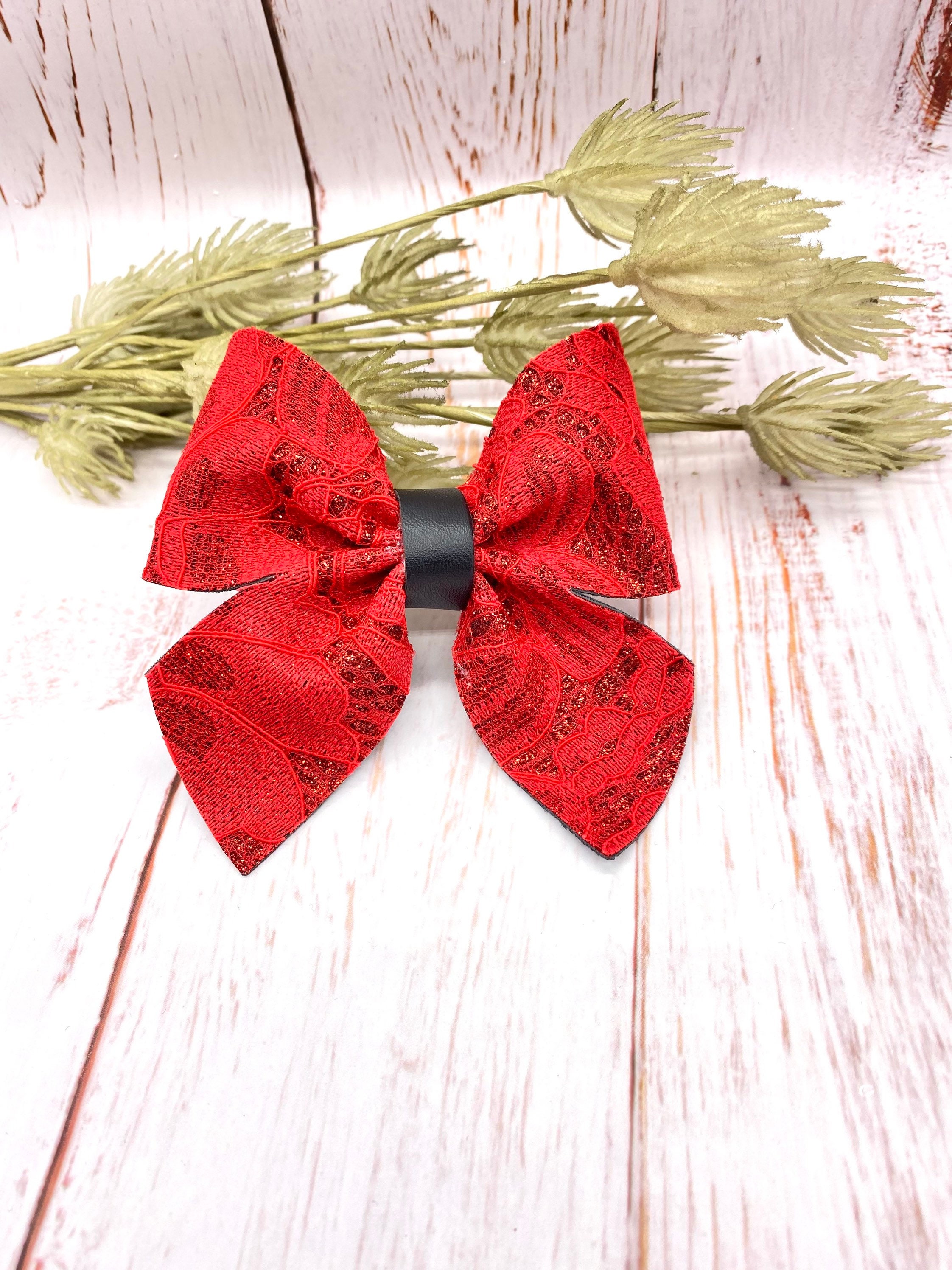 Red Lace Hair Bow
