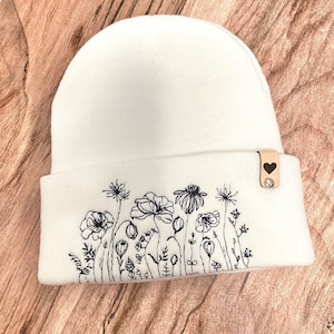 Embroidered Wild Flower Beanie Women Beanie Winter Hat - Etsy