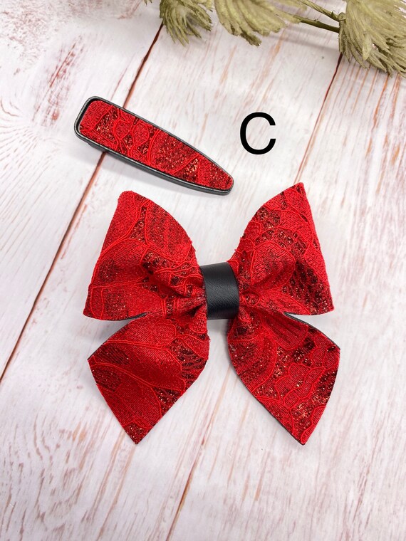 Red Lace Hair Bow
