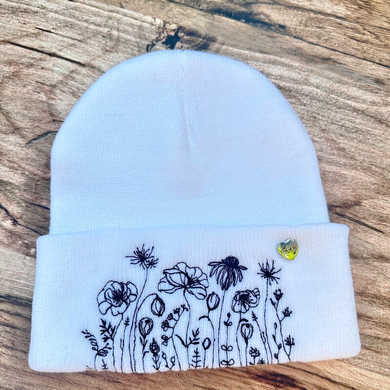 Hand Embroidered Beanie - Etsy