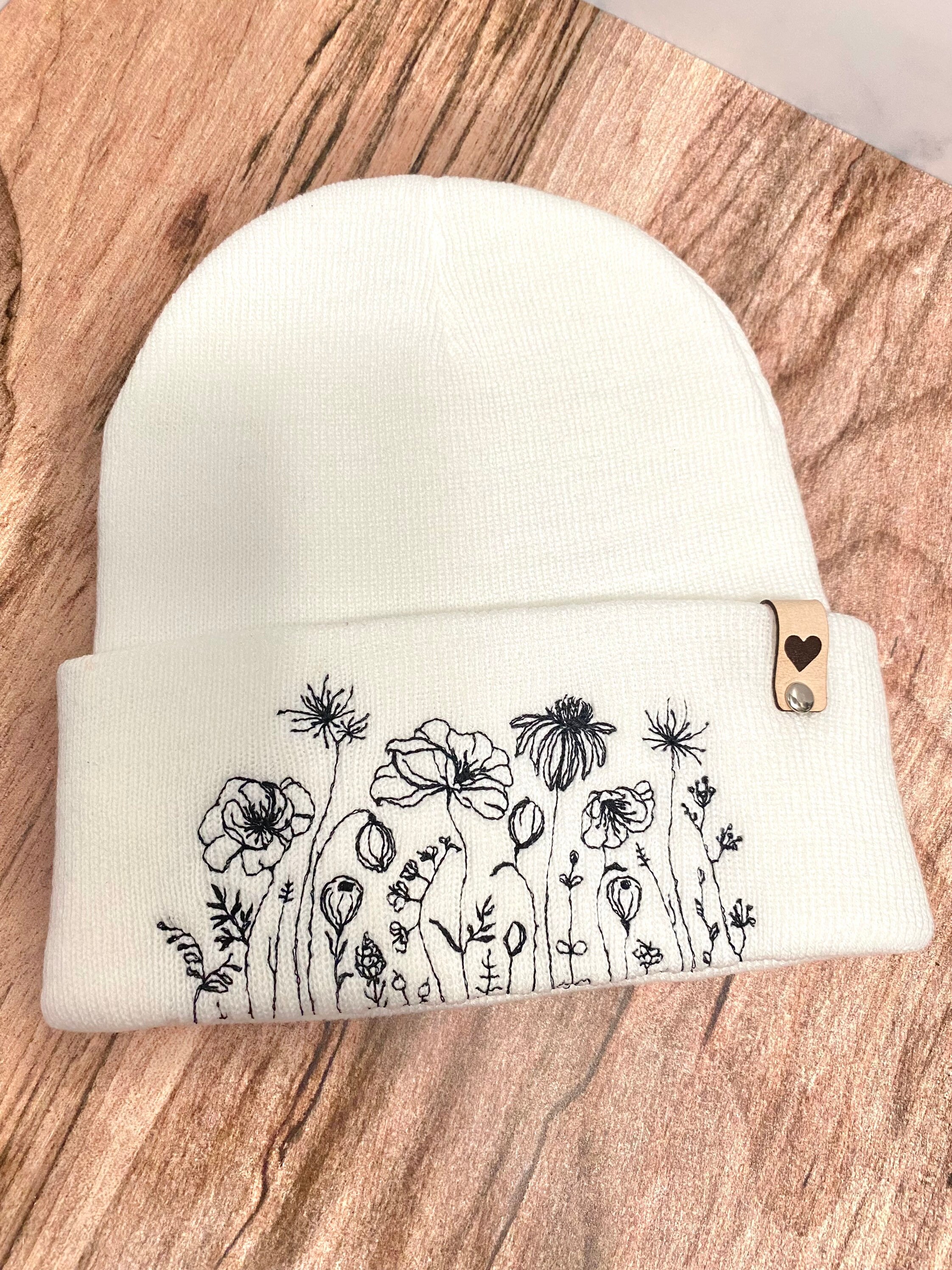 Embroidered Wild Flower Beanie Women Beanie Winter Hat - Etsy