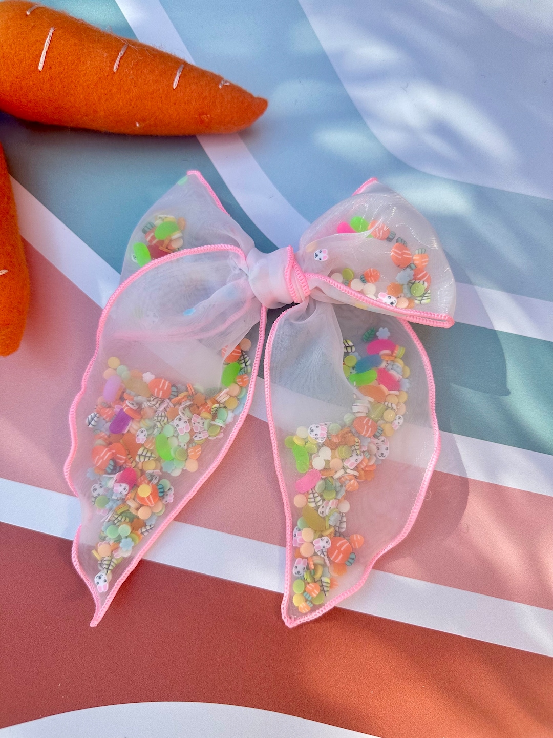 Jumbo Eater Shaker Hair Bow, Hand Tie Hair Bow, Serger Bow, Embroidery ...