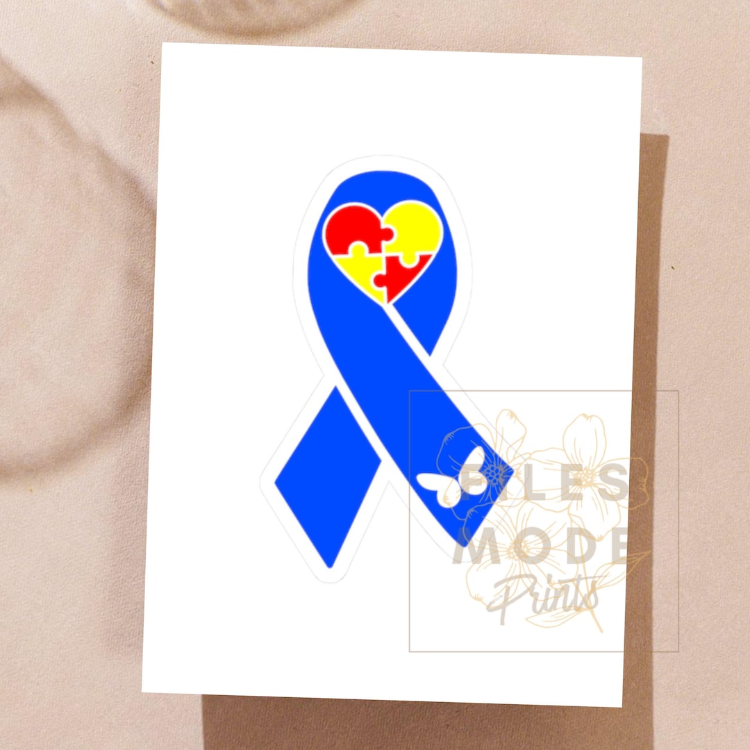 Disabilities Awareness Ribbon Stickers, Autism Heart Puzzle Design ...