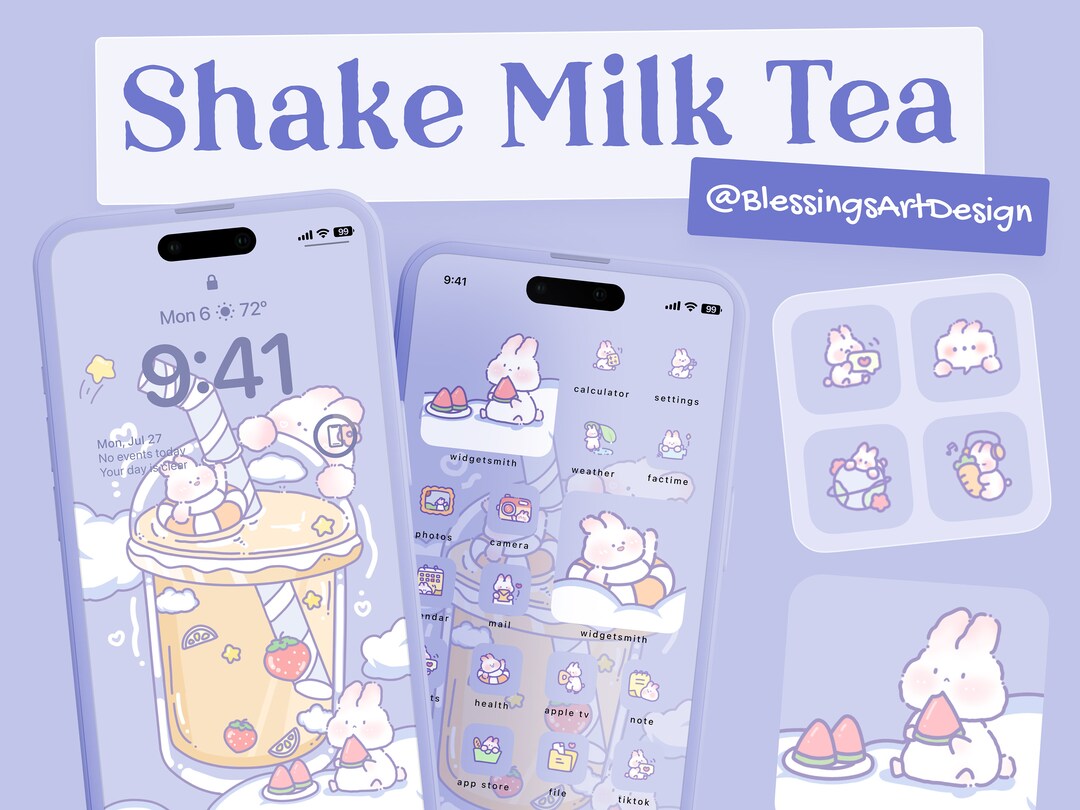 100+ Shake Milk Tea | Ios Icons Pack, iPhone Theme, App Cover, Icons ...