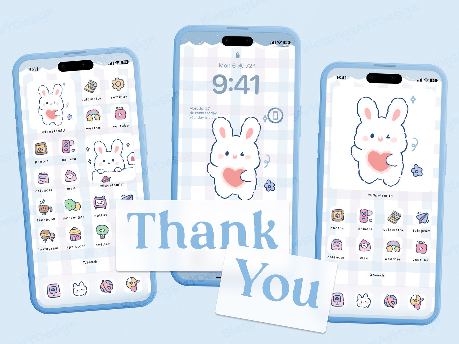 Pastel Soft Bunny | Ios Icons Pack, iPhone Theme, App Cover, Icons Skin ...