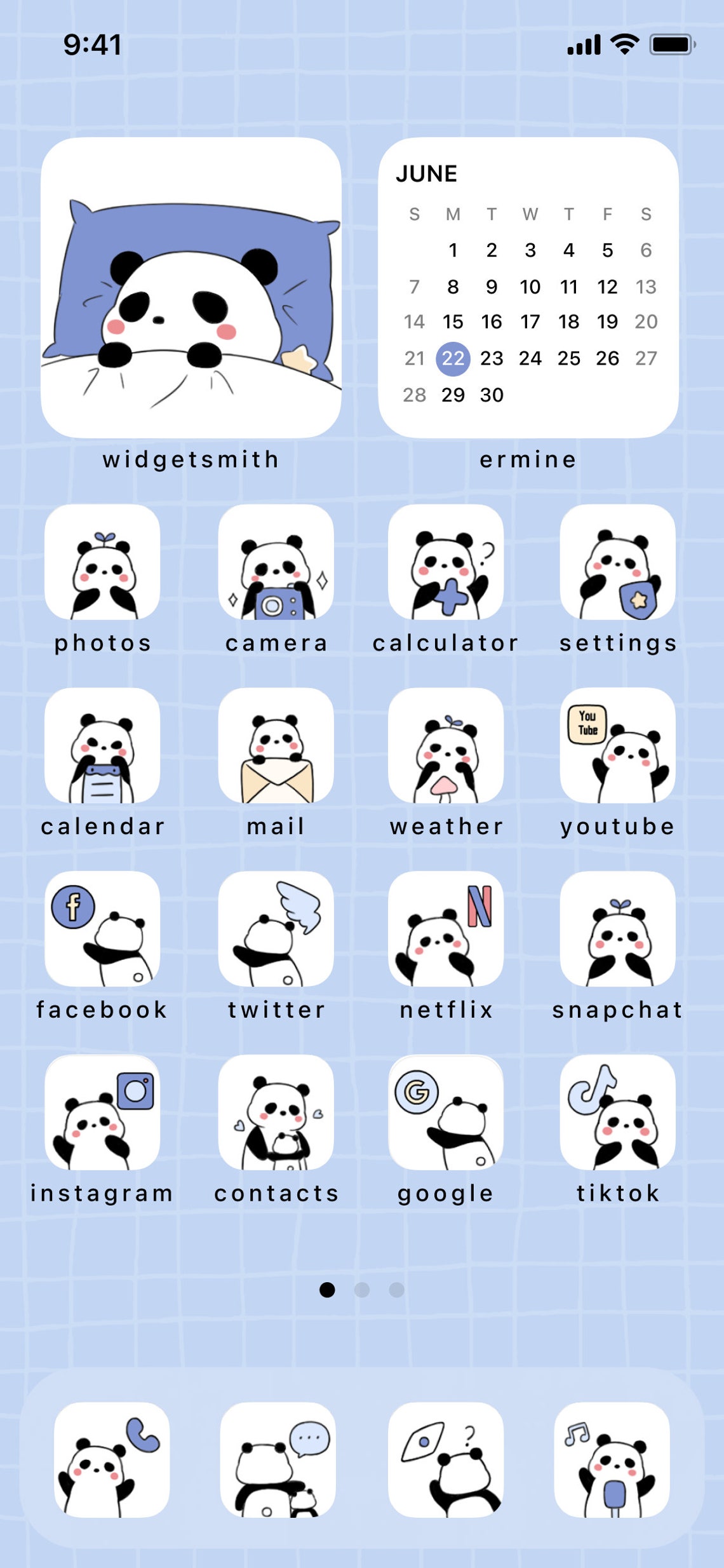 100 Blue Panda Bear Ios Icons Pack Iphone Theme App - Etsy
