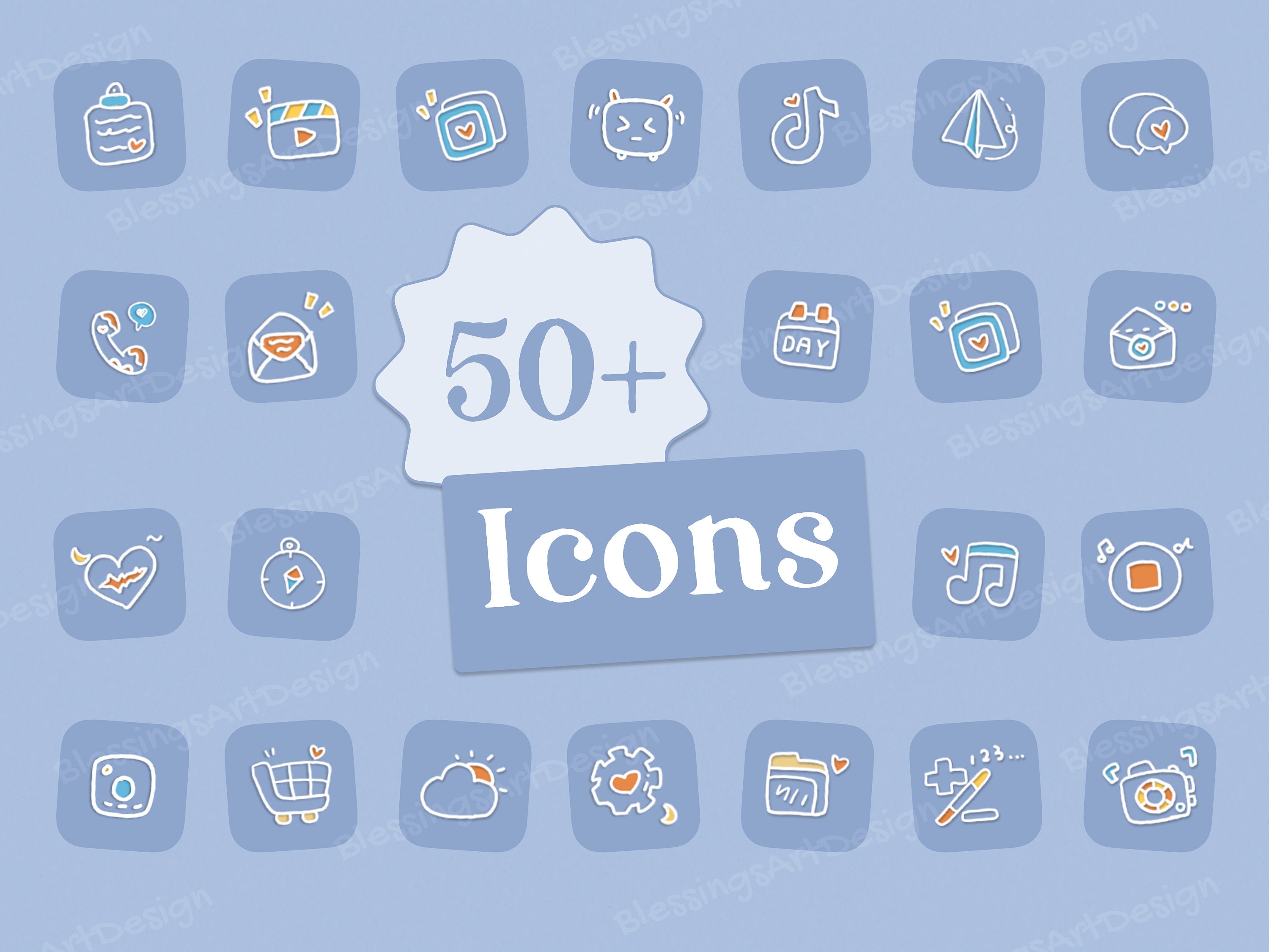 Doodle Clouds | Ios Icons Pack, iPhone Theme, App Cover, Icons Skin ...