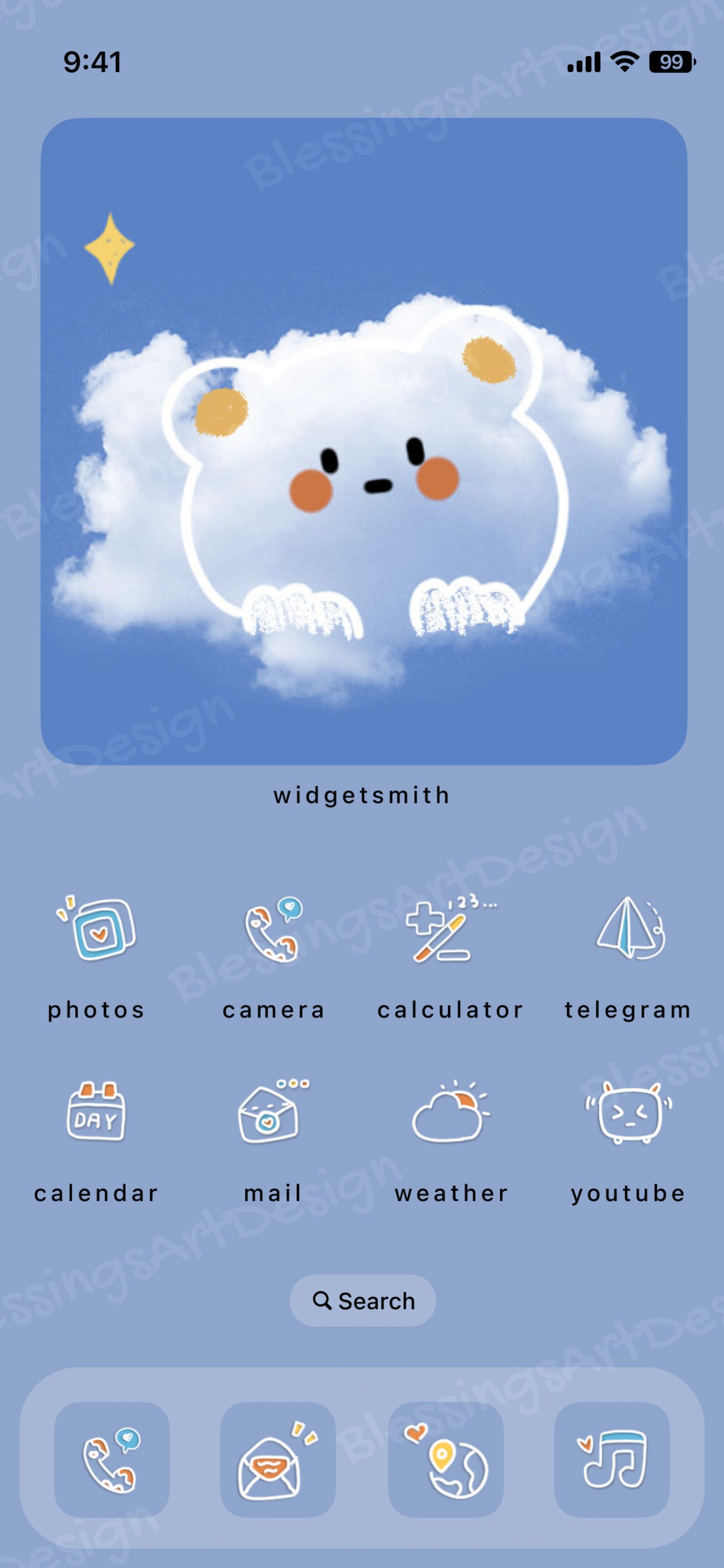 Doodle Clouds | Ios Icons Pack, iPhone Theme, App Cover, Icons Skin ...