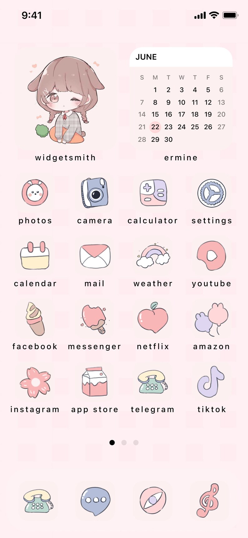 50 Chibi Cute Girl Ios Icons Pack Iphone Theme App Cover | Etsy