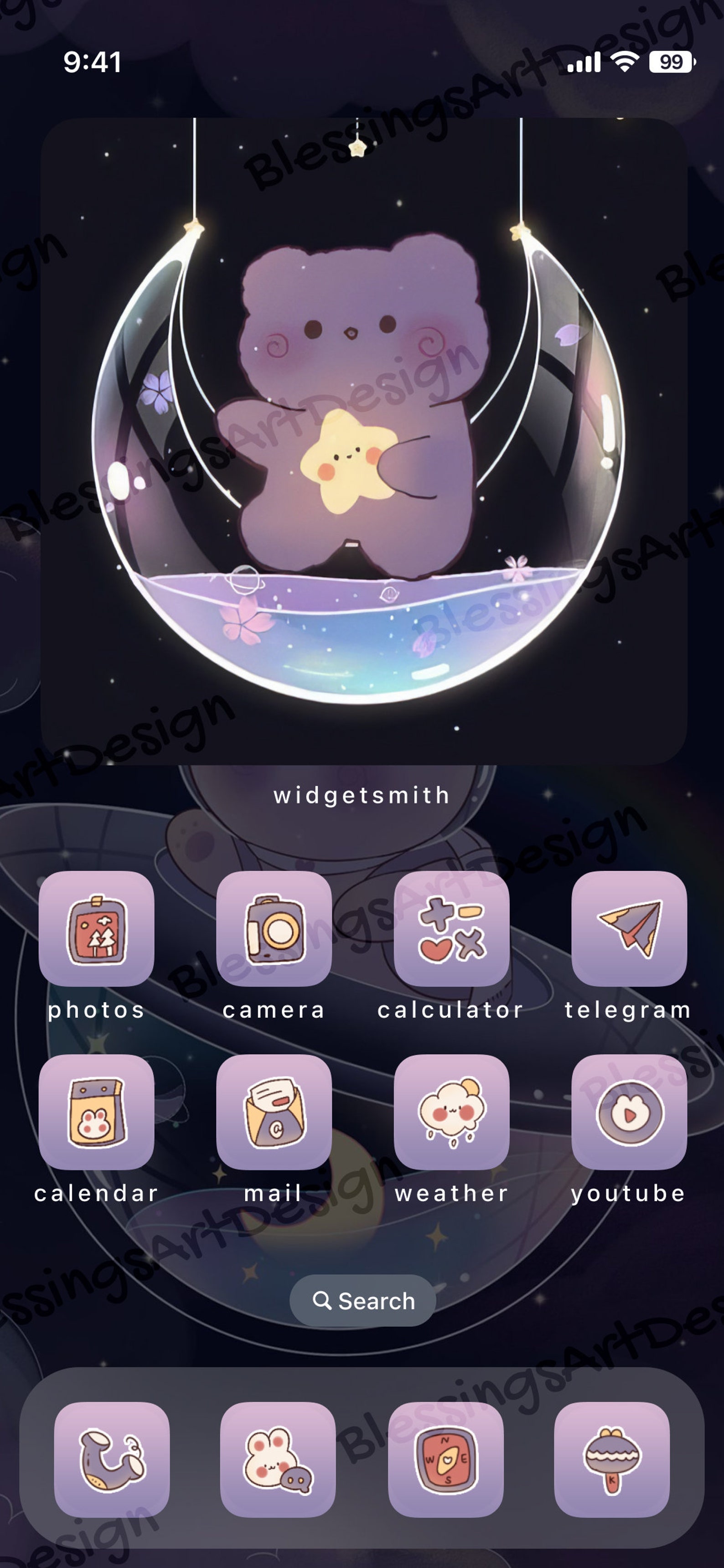 Cosmic Starlight Ios Icons Pack Aesthetic Cute Cozy Lo-fi Hand Drawn ...
