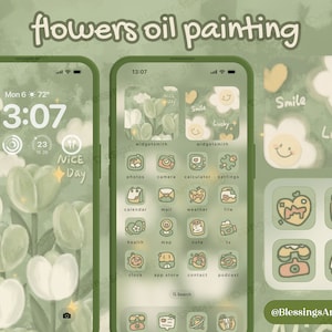 Flowers Oil Painting | Ios Icons Pack Bundle, iPhone Theme, App Cover ...