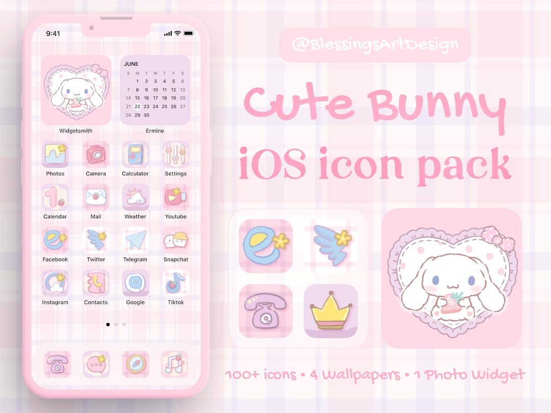 100+ Cute Bunny | Ios Icons Pack, iPhone Theme, App Cover, Icons, Home ...