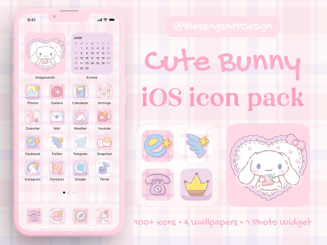 100 Cute Bunny Ios Icons Pack Iphone Theme App Cover - Etsy