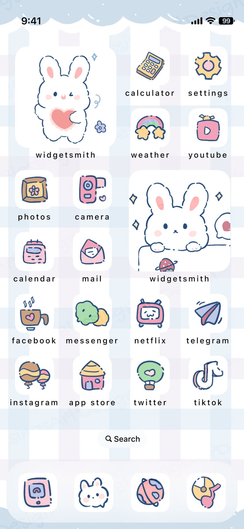 Pastel Soft Bunny | Ios Icons Pack, iPhone Theme, App Cover, Icons Skin ...