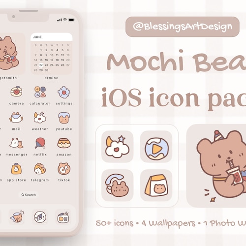 Bubble Tea Ios Icons Pack Iphone Brown App Icons Home - Etsy