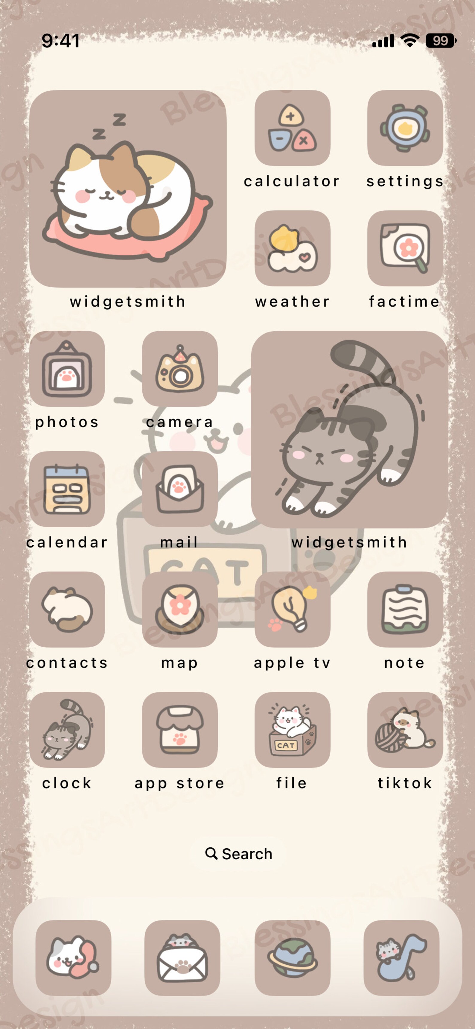 No Worries Cat | Ios Icons Pack, iPhone Theme, App Cover, Icons Skin ...