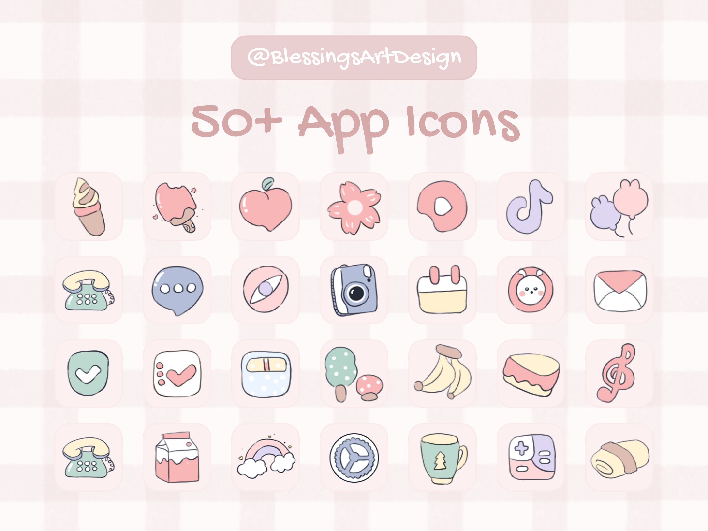 50 Chibi Cute Girl Ios Icons Pack Iphone Theme App Cover - Etsy