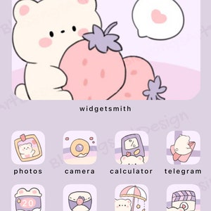 Soft Taro Bear | Ios Icons Pack, iPhone Theme, App Cover, Icons Skin ...