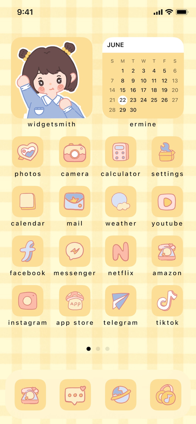 70+ Yellow Cute Girl | Ios Icons Pack, iPhone Theme, App Cover, Icon ...