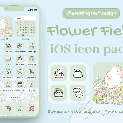80 Icon Flower Field Ios Icons Pack Iphone Theme App - Etsy