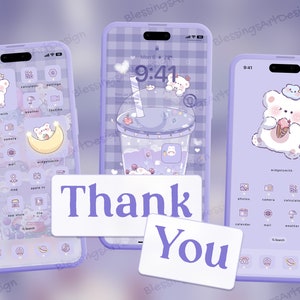 Purple Summer Milk Tea | Ios Icons Pack, iPhone Theme, App Cover, Icons ...