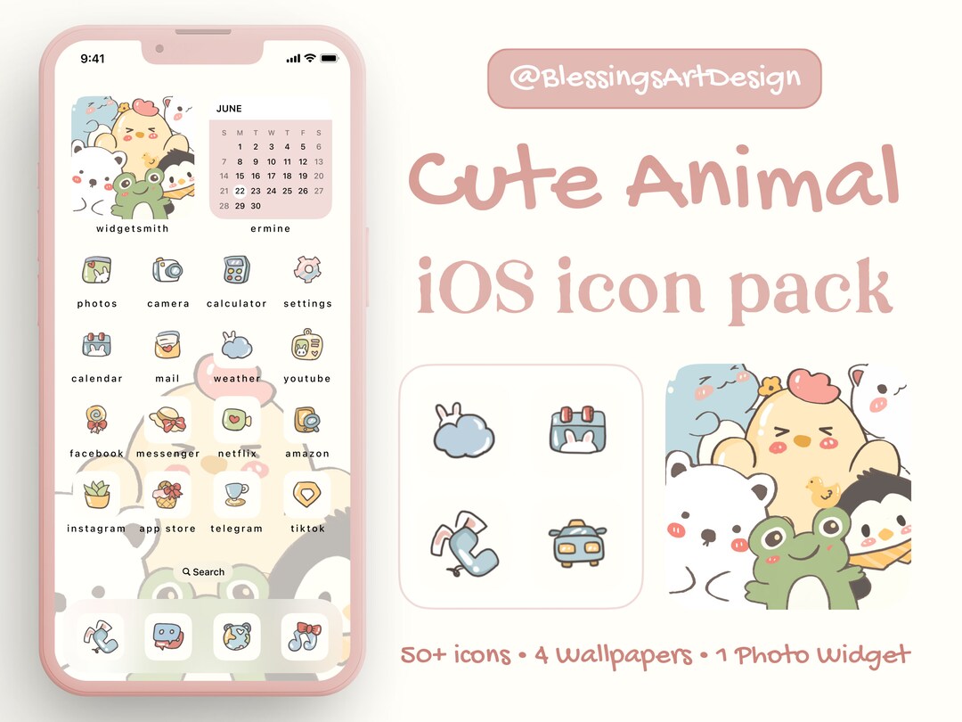 50+ Icon | Cute Animal | Ios Icons Pack, iPhone Theme, App Cover, Icons ...