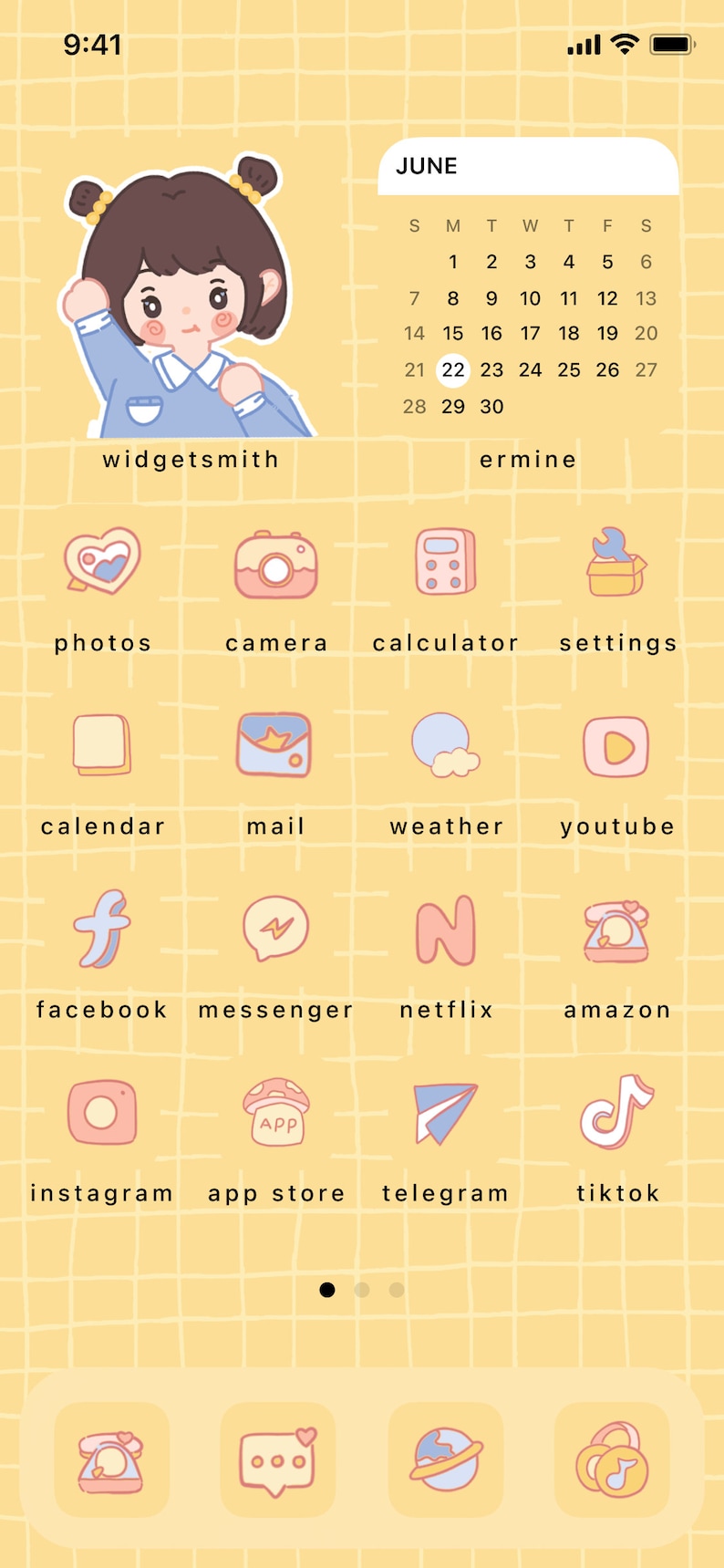 70 Yellow Cute Girl Ios Icons Pack Iphone Theme App - Etsy