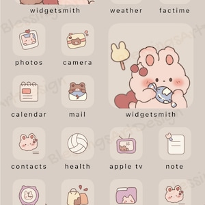 80+ Bunny & Bear | Ios Icons Pack, iPhone Theme, App Cover, Icons Skin ...