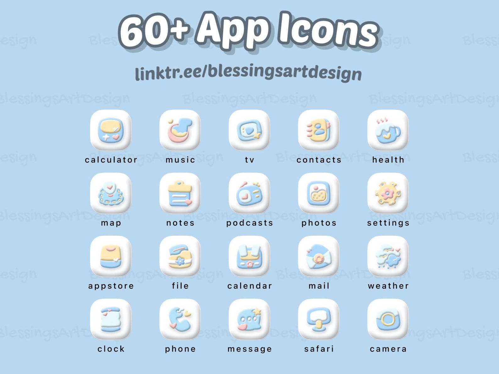 Kawaii Bunny App Icons: Cozy Ios Android Theme (digital Download - Etsy