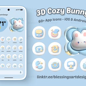 Kawaii Bunny App Icons: Cozy Ios Android Theme (digital Download - Etsy