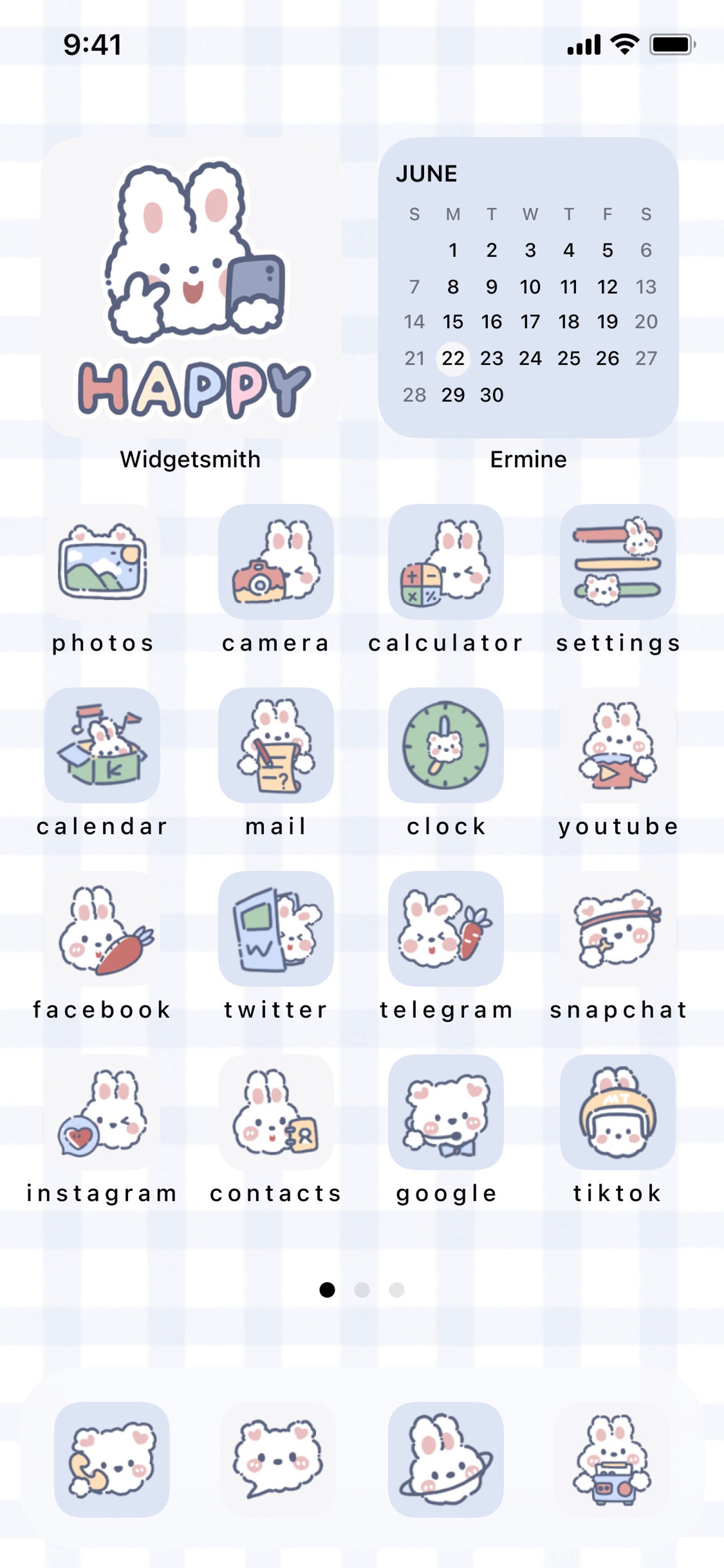 Kawaii Bunny Ios Icon Pack: Pastel Blue App Covers (digital Download ...